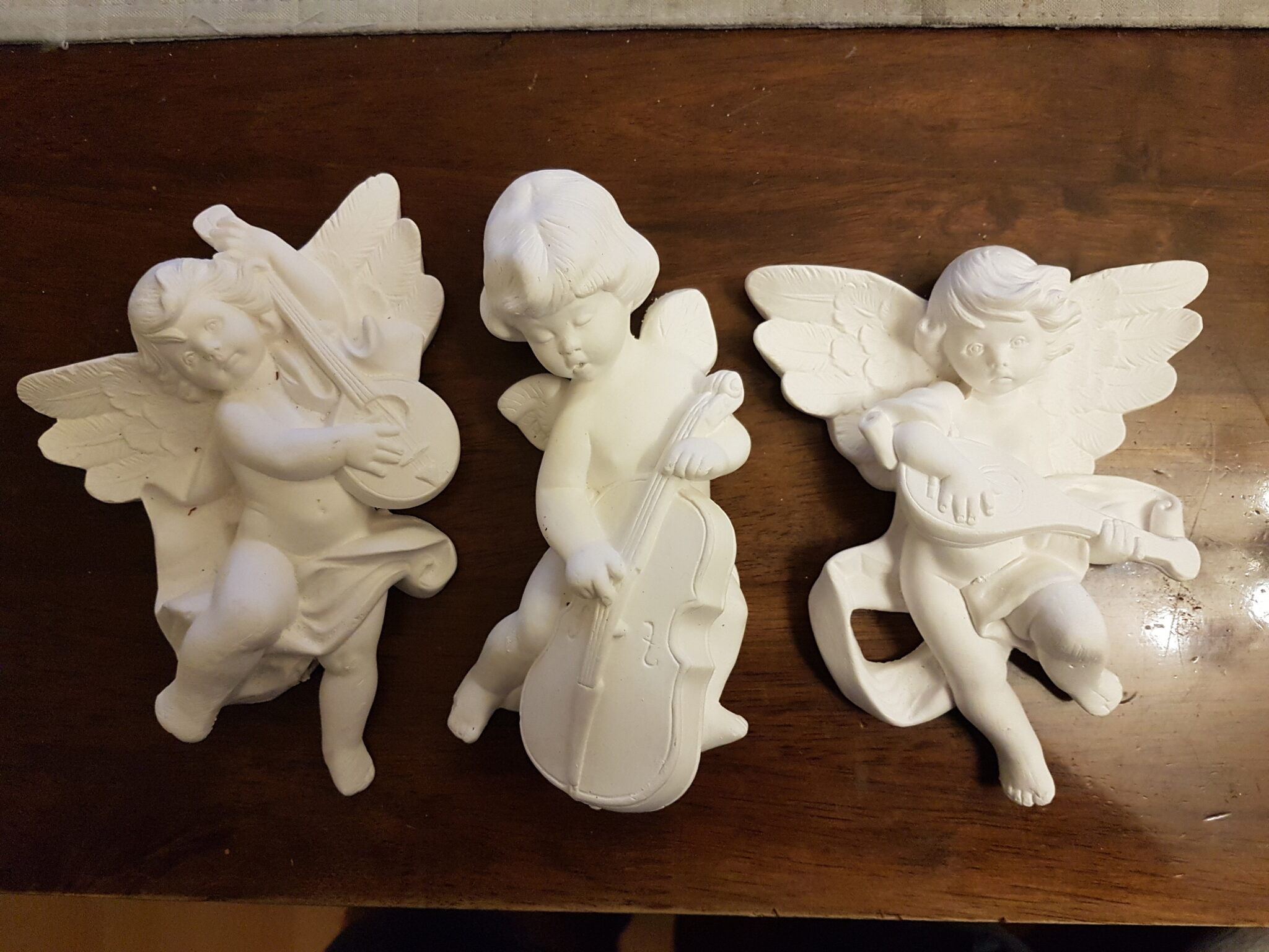 3 Architectural Ornate Plaster Cherub Angel Musical Wall Decor Plaques ...