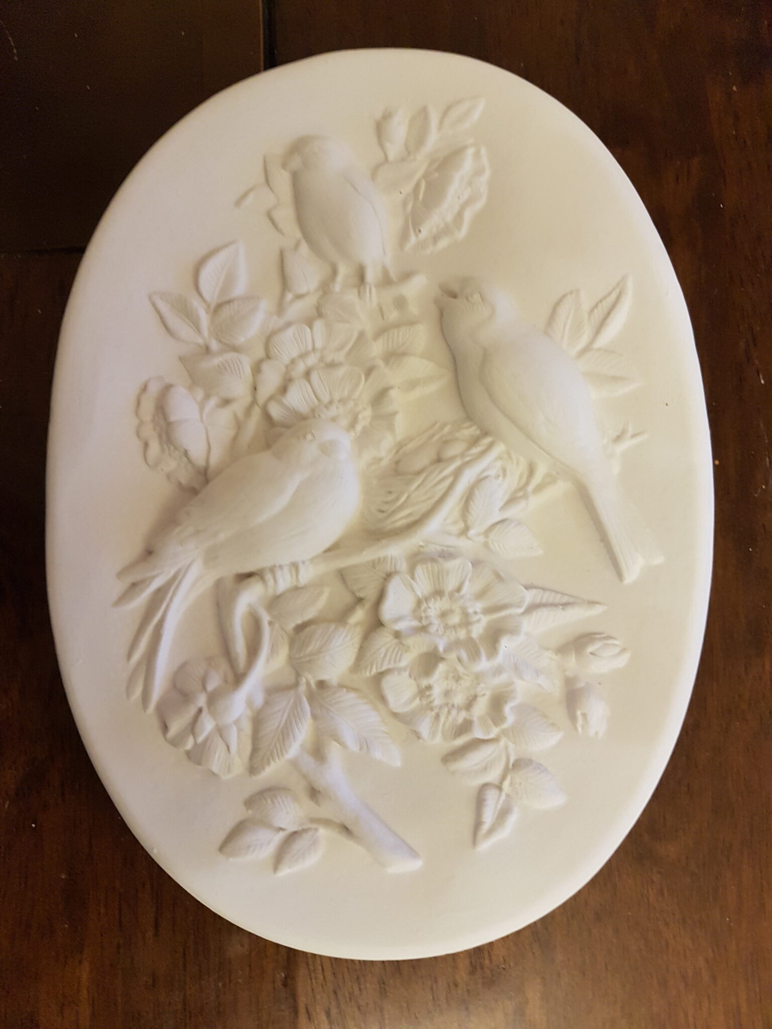 Bird flowers decorative ornate plaster wall hanging plaque moulding ...